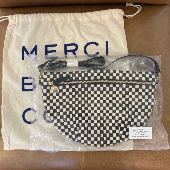 Clare V | Bags | Clare V Grande Fanny Pack Black Cream Checker Woven ...